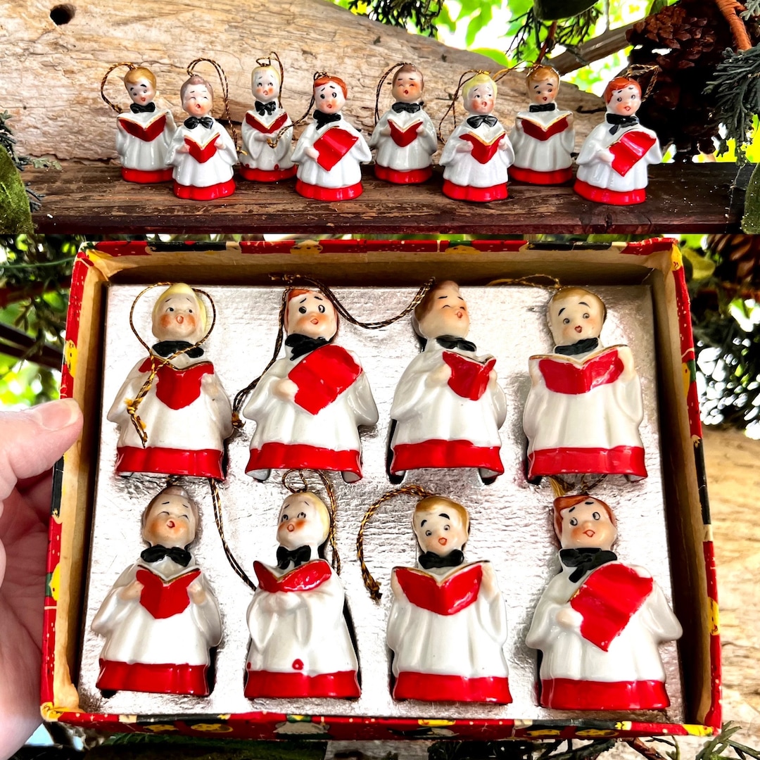 Vintage Choir Boys Bell Christmas Ornaments Retro Ceramic Choir Boys ...