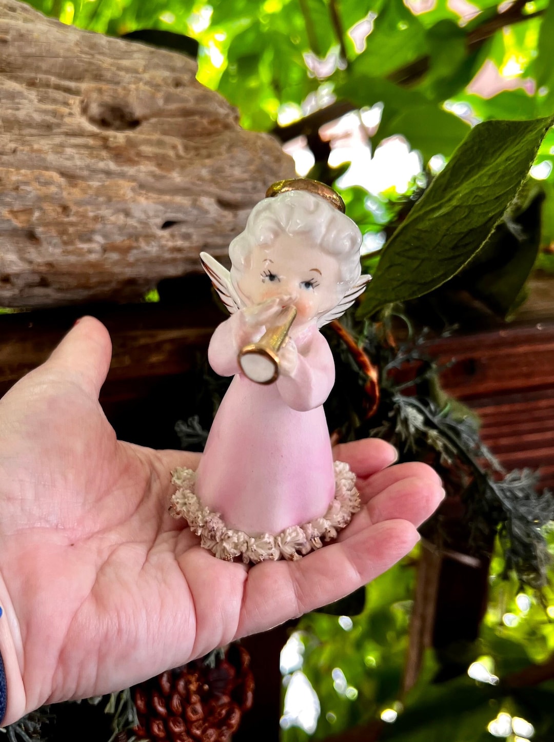 Vintage Pink Angel Figurine Fine A Quality Pink Ceramic Angel Japan ...