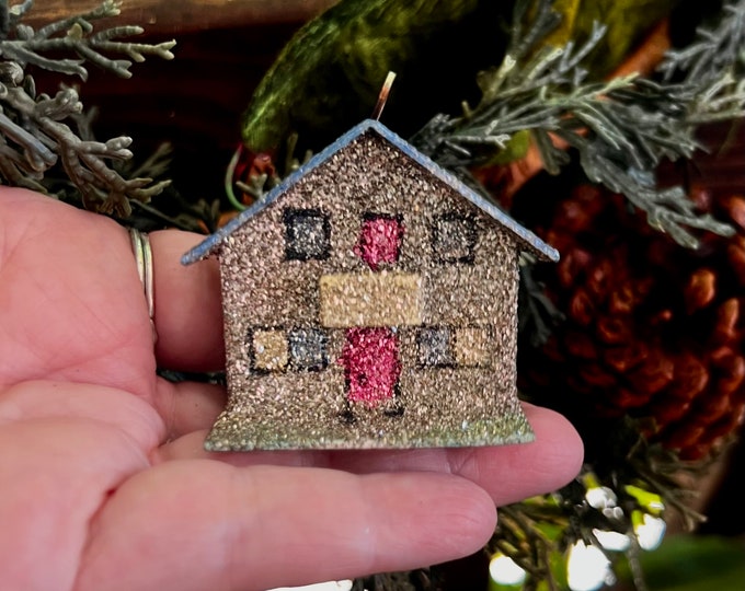 Vintage Putz Mica Glitter House Christmas Ornament Putz Diorama ...