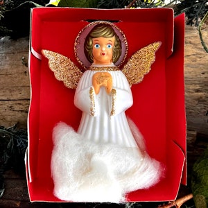 Vintage Angel Christmas Tree Topper MCM 1960 1970 Plastic Angel Topper ...
