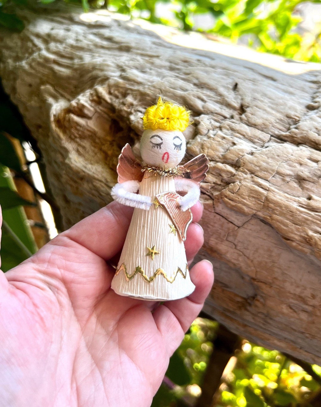 Vintage Spun Cotton Angel Christmas Ornament 1950 1960 Pipe Cleaner ...
