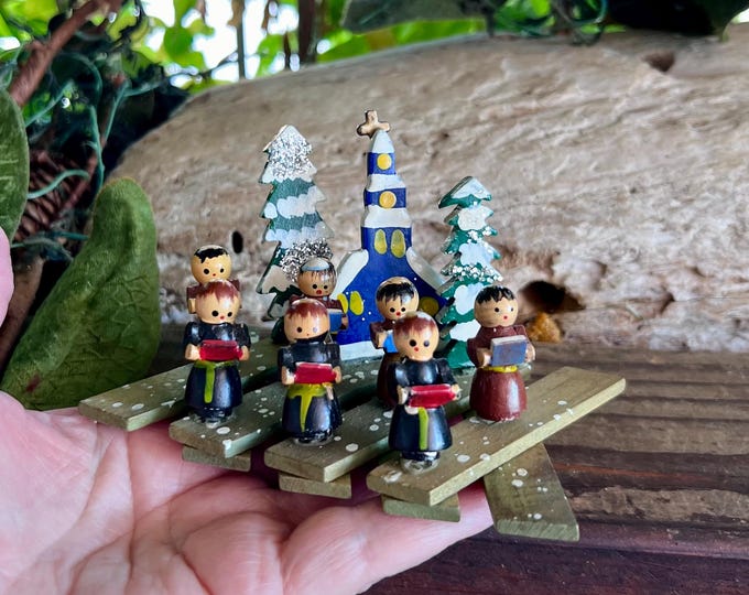 Vintage Wooden Choir Boy Monk Christmas Expansion Ornament MCM Retro ...