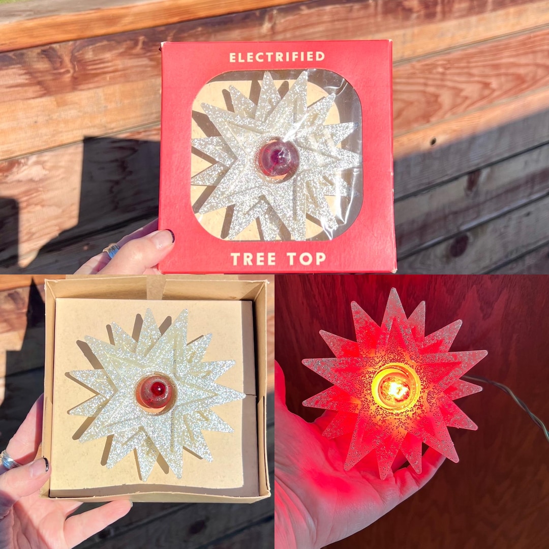 Vintage MCM Star Tree Topper Triple Glitter Tree Topper Atomic Sputnik ...