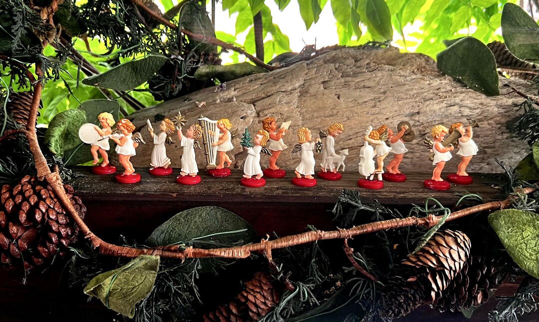 Vintage Celluloid Angel Christmas Ornament Set: West Germany Kitsch ...