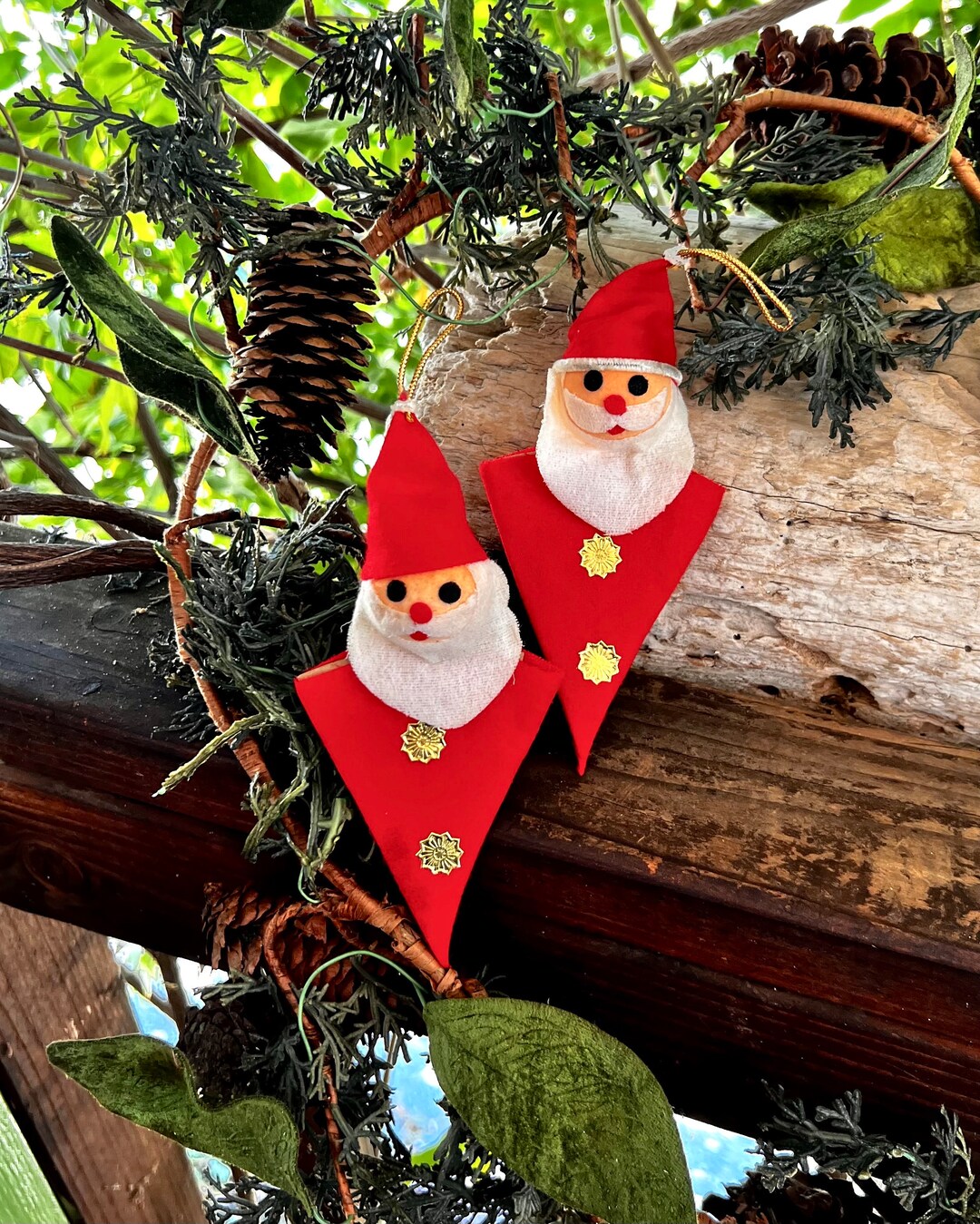 Vintage Santa Christmas Ornaments 1960 1970 Santa Styrofoam Felt ...