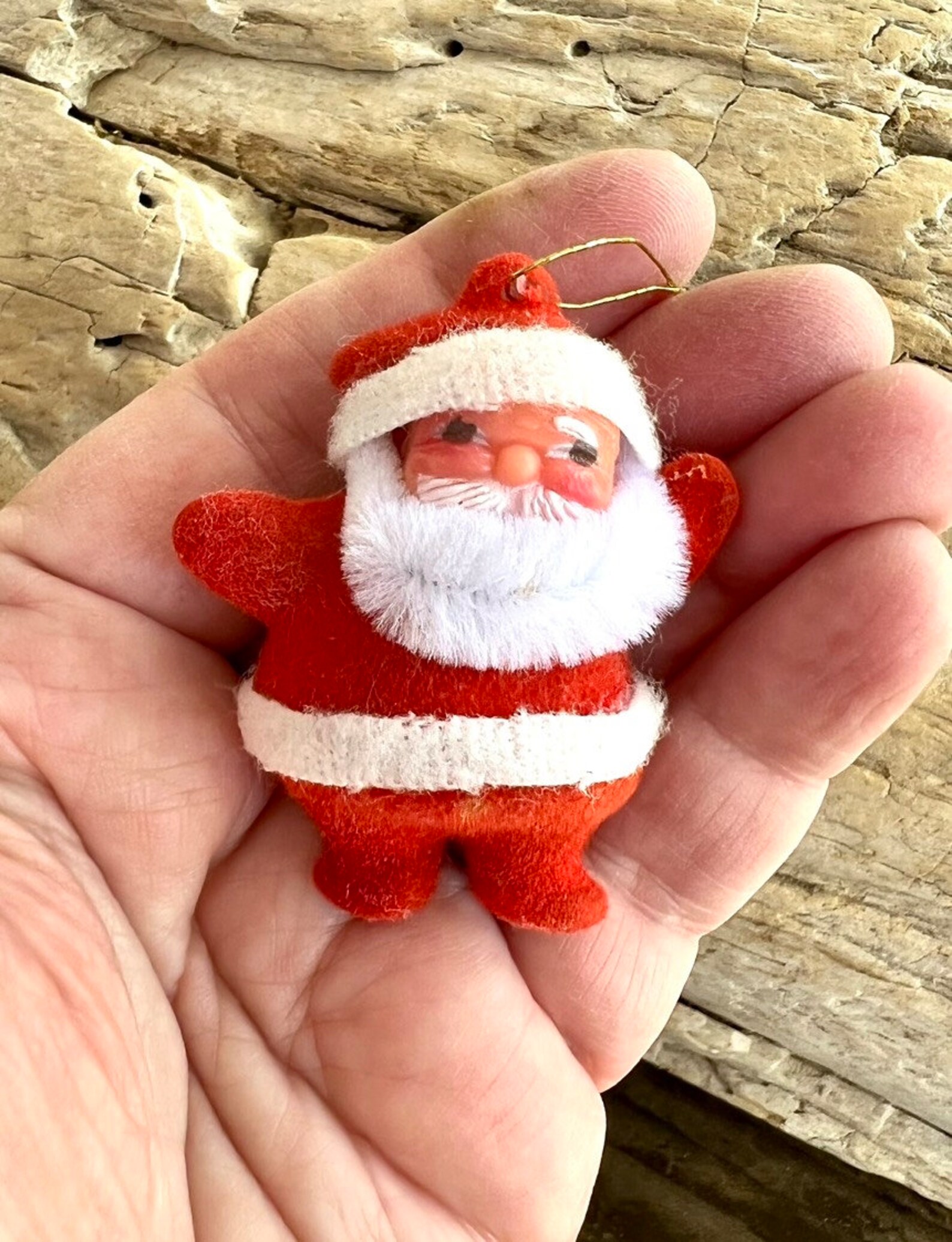 Vintage Flocked Santa Christmas Ornament Blow Mold Santa - Etsy
