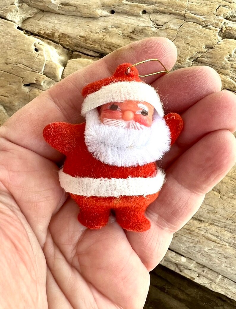 Vintage Flocked Santa Christmas Ornament Blow Mold Santa - Etsy