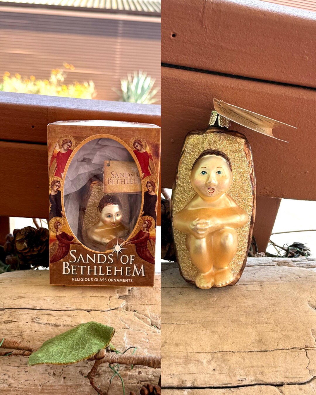 Vintage Baby Jesus Blown Glass Christmas Ornament Holy Land Sand ...