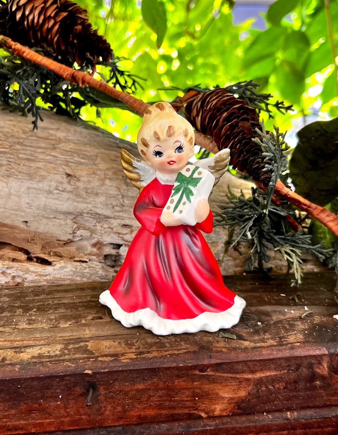Vintage NAPCO Angel Christmas Figurine 1950 MCM Retro Kitsch Ceramic ...