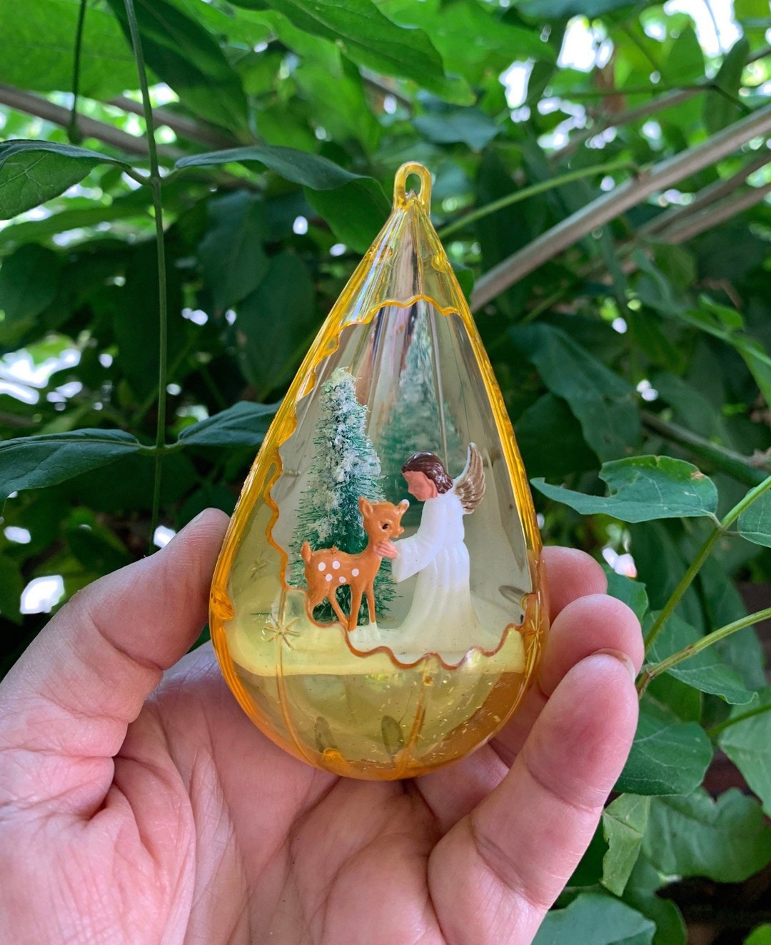 Vintage Jewelbrite Angel Christmas Ornament Angel Deer Fawn Bottlebrush ...