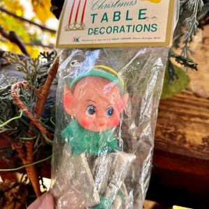 Vintage Knee Hugger Elf Plastic Christmas Ornament 1950 1960 Retro ...