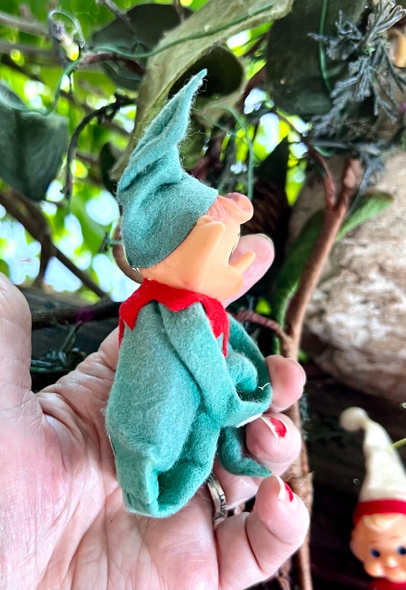 Vintage 5” Elf Plastic Christmas Ornament MCM 1940 1950 Retro Kitsch ...