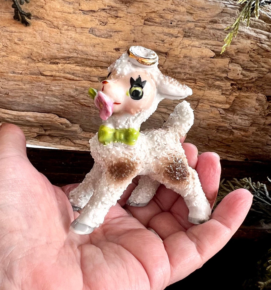 Vintage Anthropomorphic Lamb 1950 Spaghetti Trim Lamb Angel MCM Ceramic ...