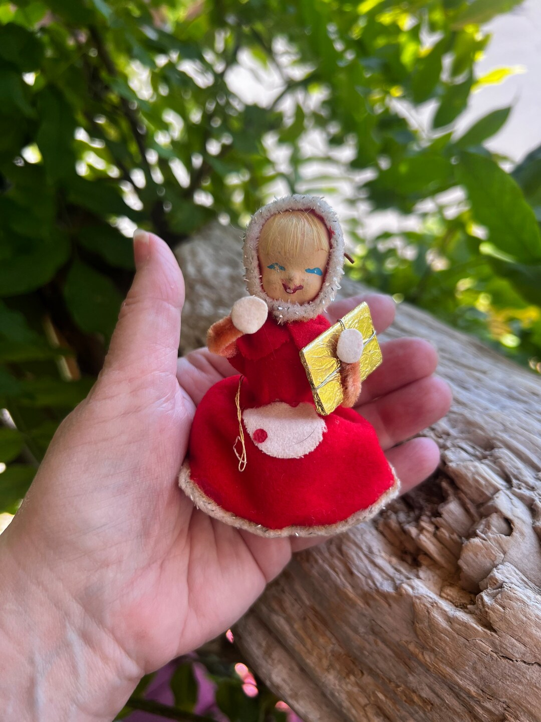 Vintage 1950 1960 Paper Mache Girl Christmas Ornament Victorian Girl ...