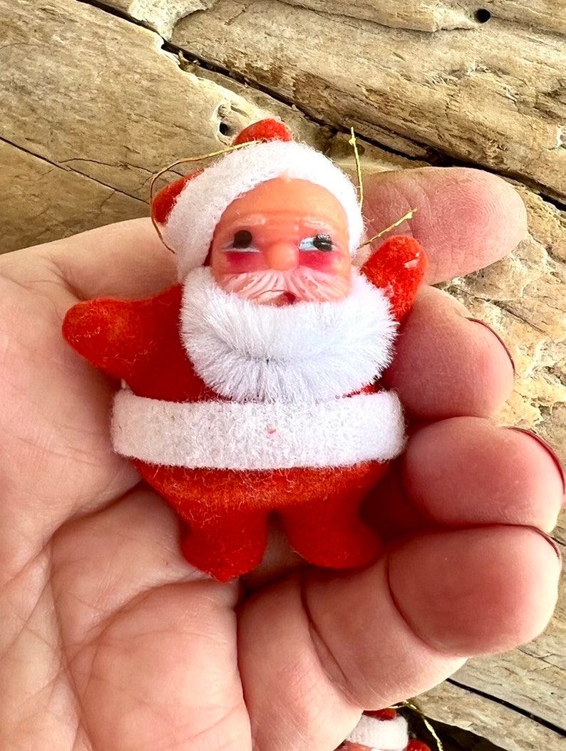 Vintage Flocked Santa Christmas Ornament Blow Mold Santa - Etsy