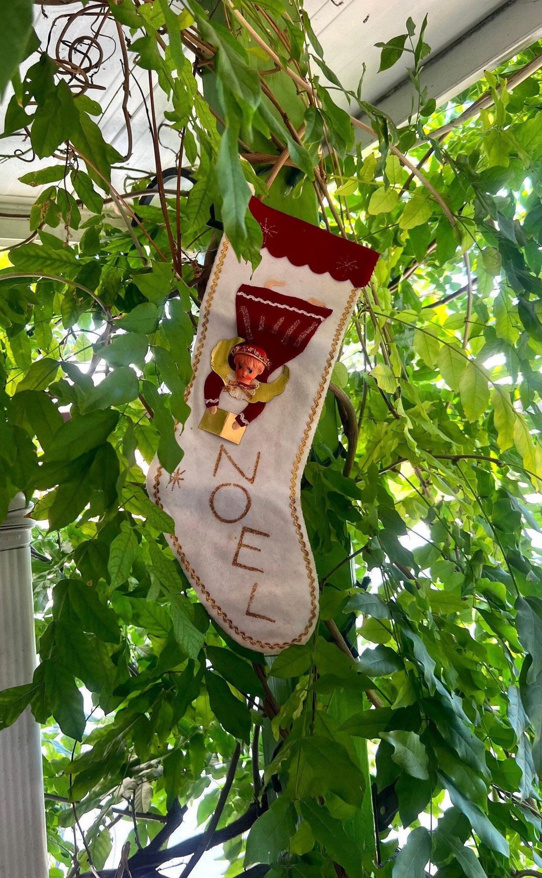 Vintage MCM 1950 1960 Angel Christmas Stocking Plastic Rubber Angel ...