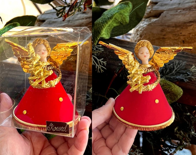 Vintage Koestel Wax Angel Christmas Ornament 1960 1970 West Germany Red ...