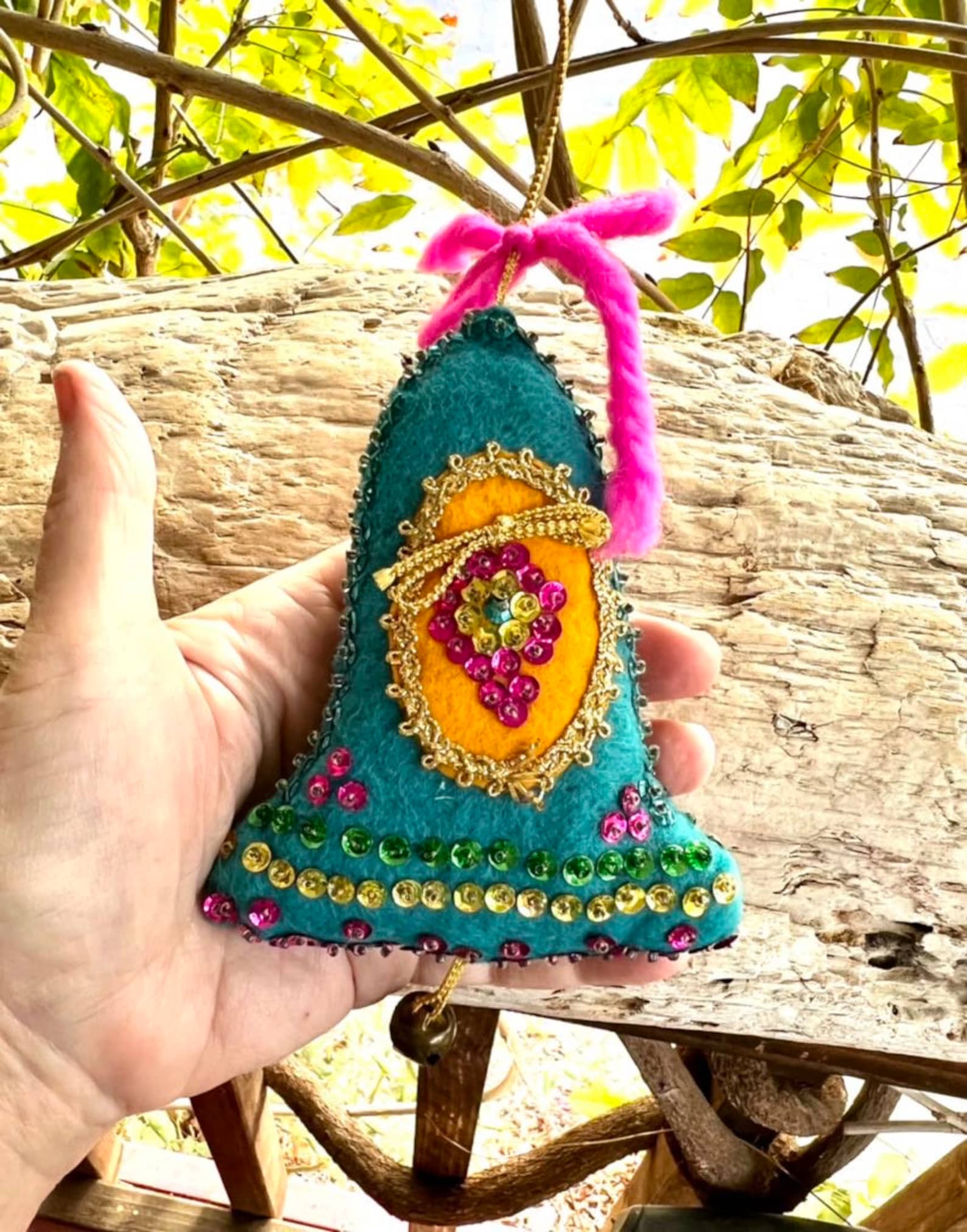 Vintage Sequin Felt Bell Christmas Ornament Hand Made Felted - Etsy