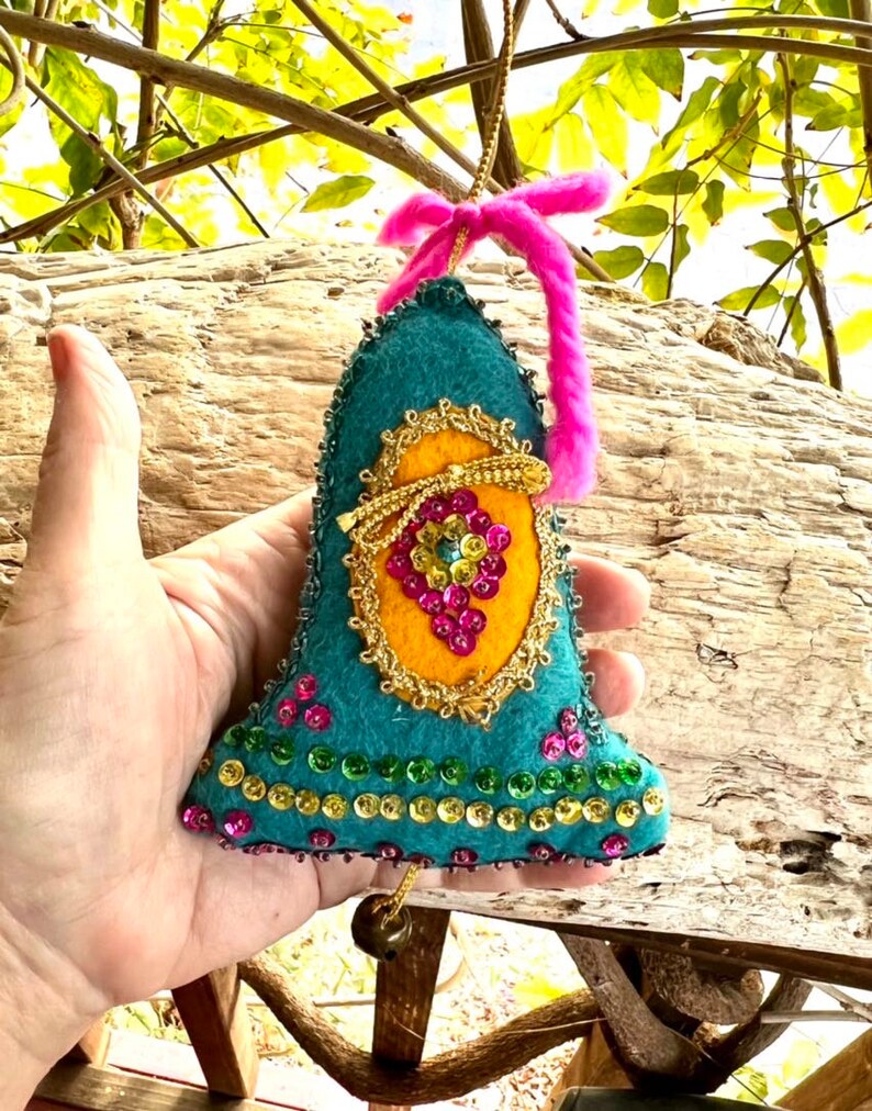 Vintage Sequin Felt Bell Christmas Ornament Hand Made Felted - Etsy