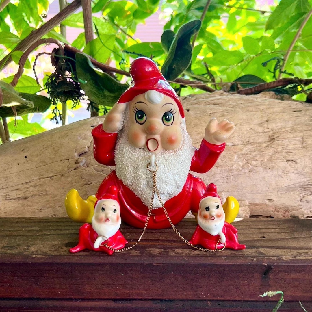 Vintage ARNART Chained Elf Pixie Family Chain Sugar Elf Pixie Christmas ...