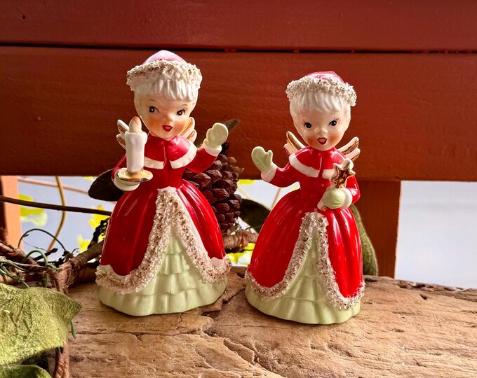 Vintage NAPCO Angel Christmas Bell 1950 Mid Century Ceramic Spaghetti ...