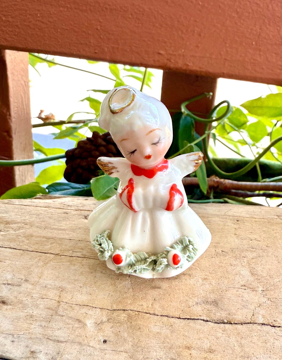 Vintage Napco Christmas Angel Figurine 1960 1970 Ceramic Spaghetti ...