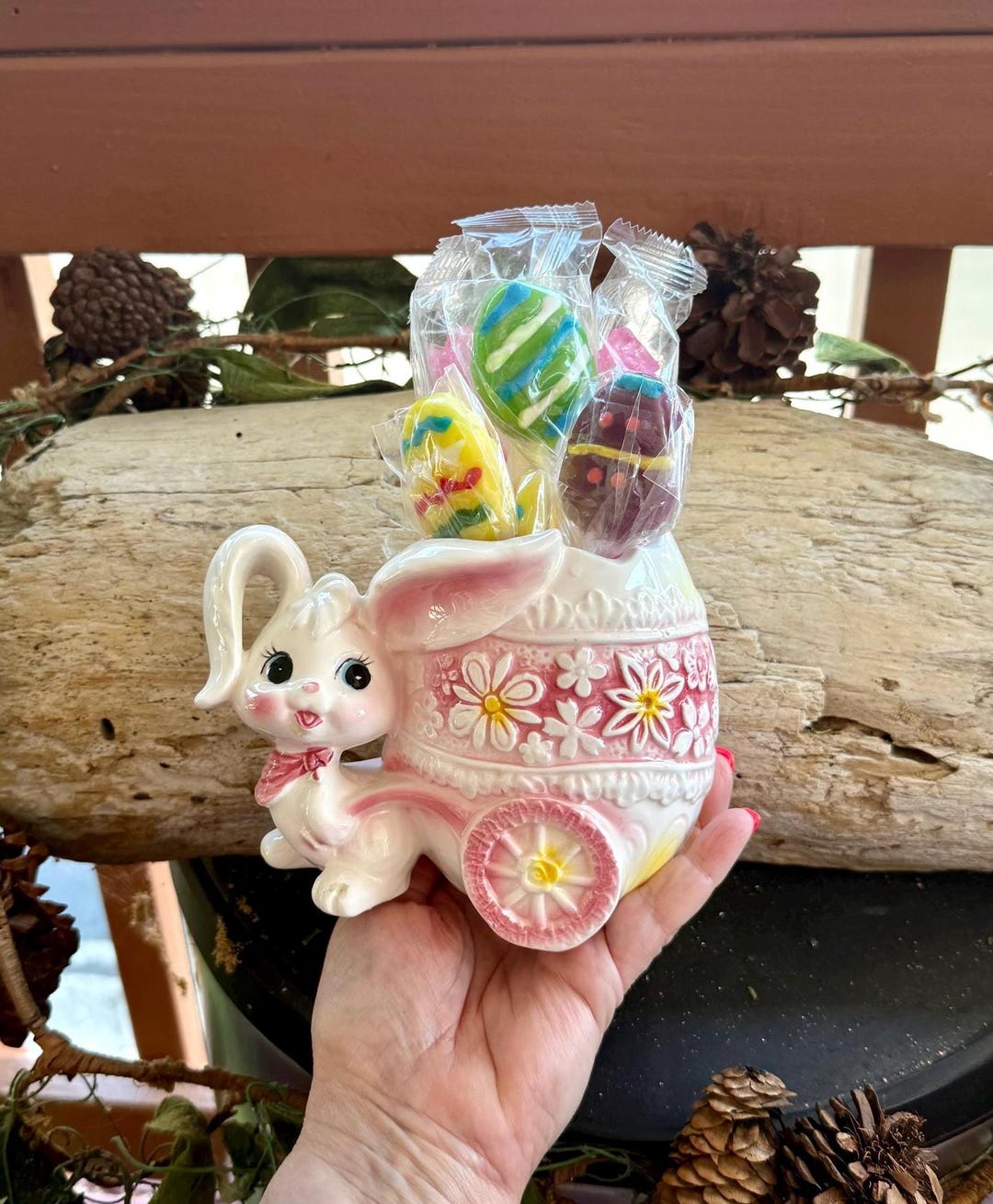 Vintage RELPO Anthropomorphic Bunny Planter 1950 1960 Mid Century Pink ...