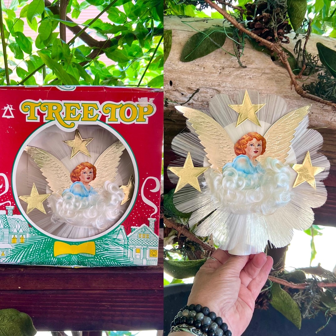 Vintage MCM 1950 1960 Victorian Angel Tree Topper National Tinsel ...