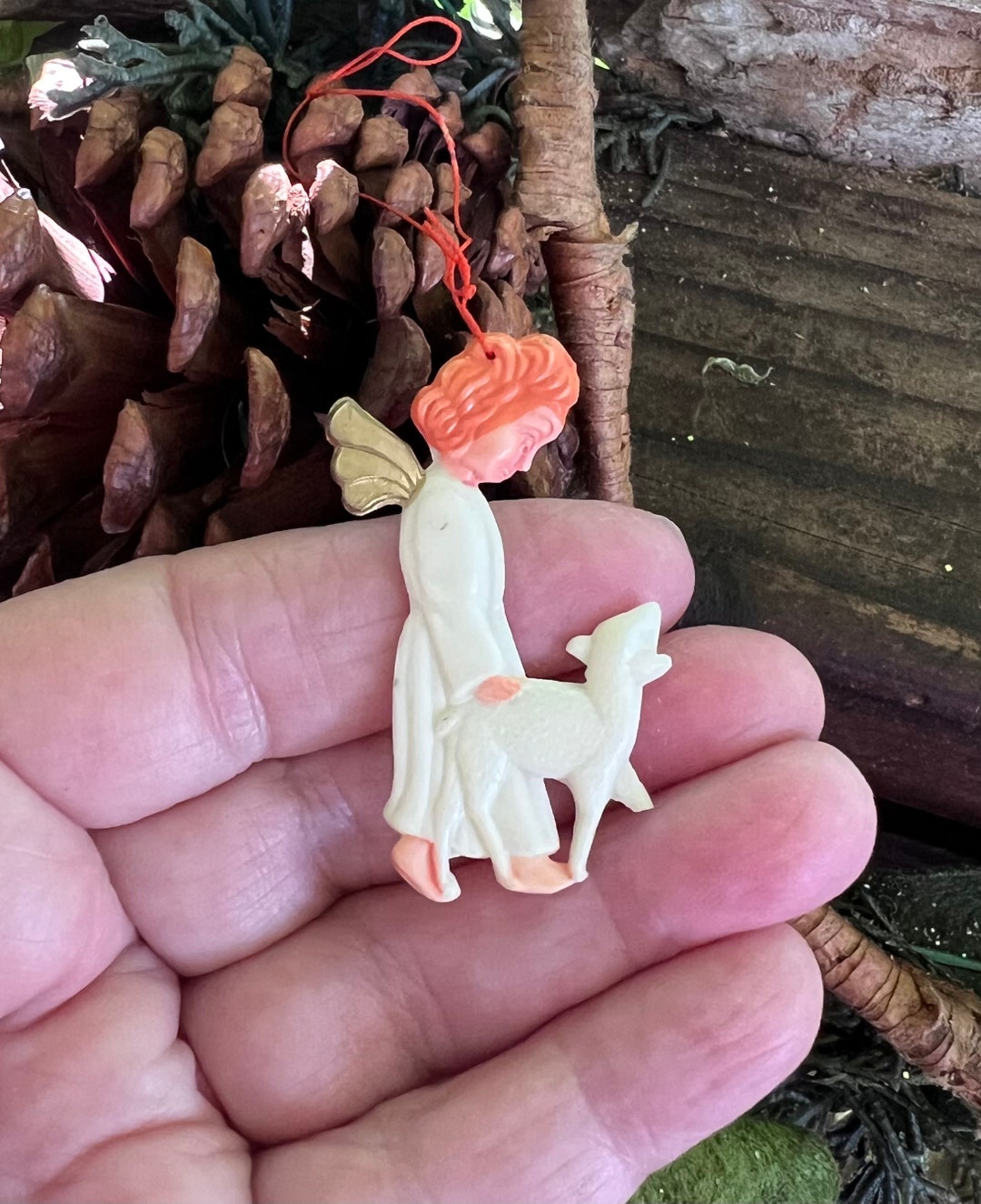 Vintage Celluloid Angel Christmas Ornament: MCM Kitsch Feather Tree ...