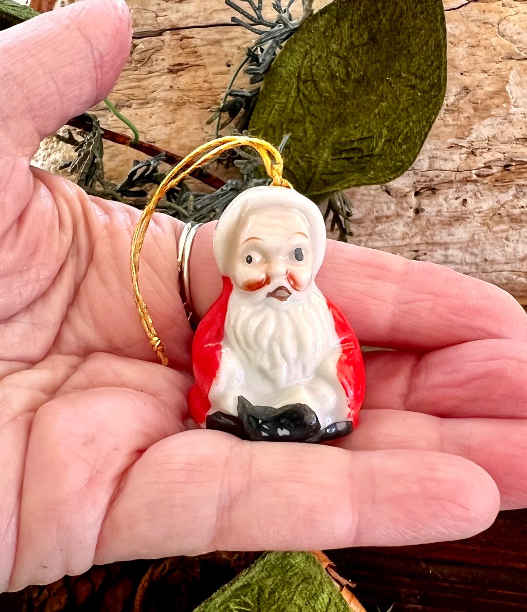 Vintage MCM Santa Bell Christmas Ornament Retro Santa Baby Doll ...
