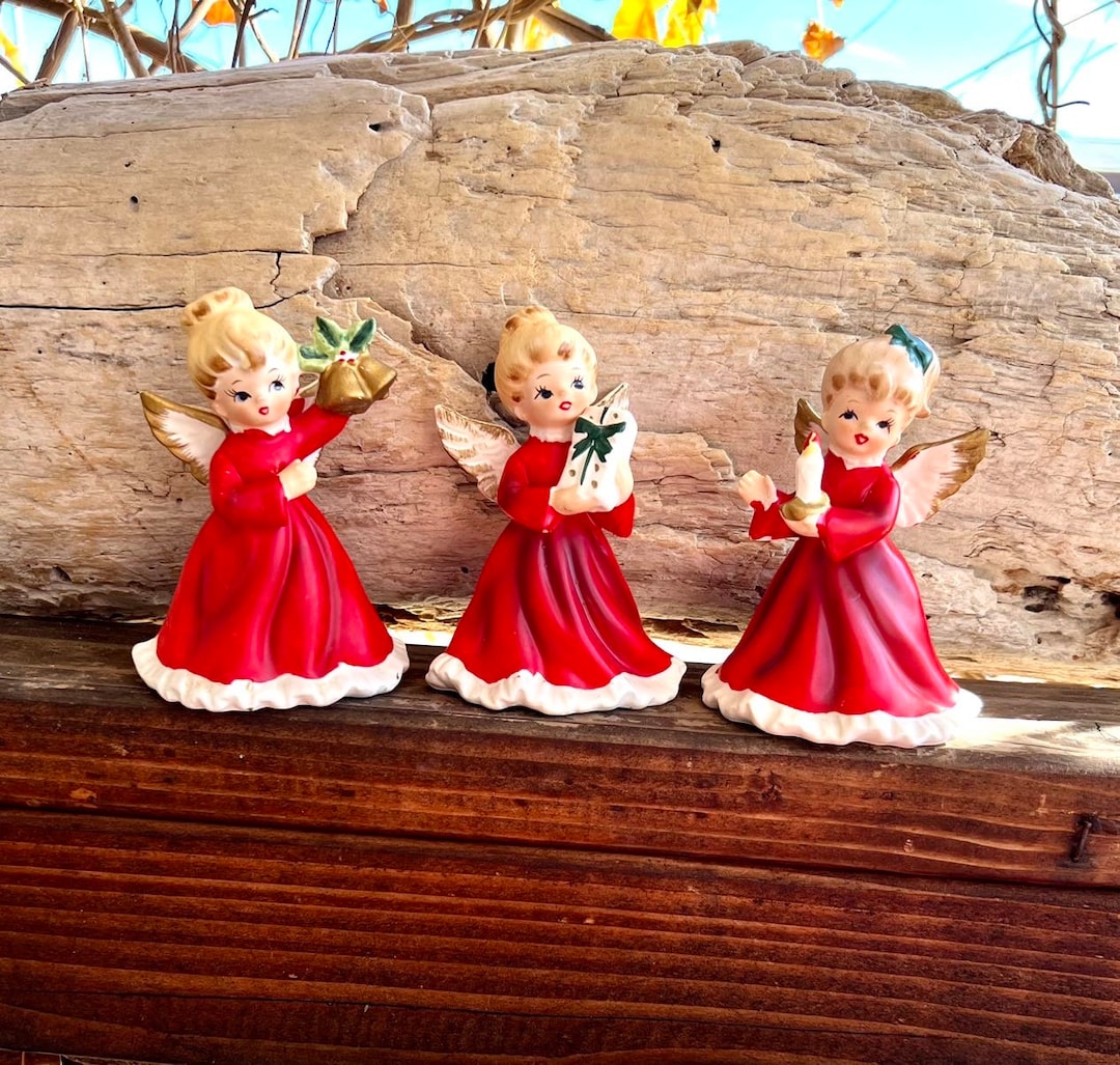 Vintage NAPCO Angel Christmas Figurines 1950 MCM Retro Ceramic - Etsy