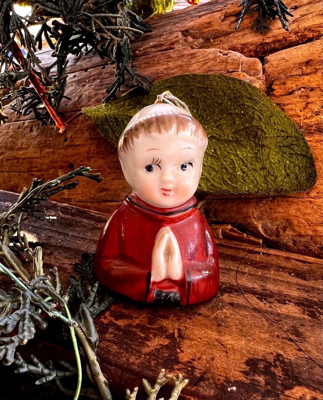 Vintage Praying Monk Bell Christmas Ornament MCM 1940 1950 Catholic ...