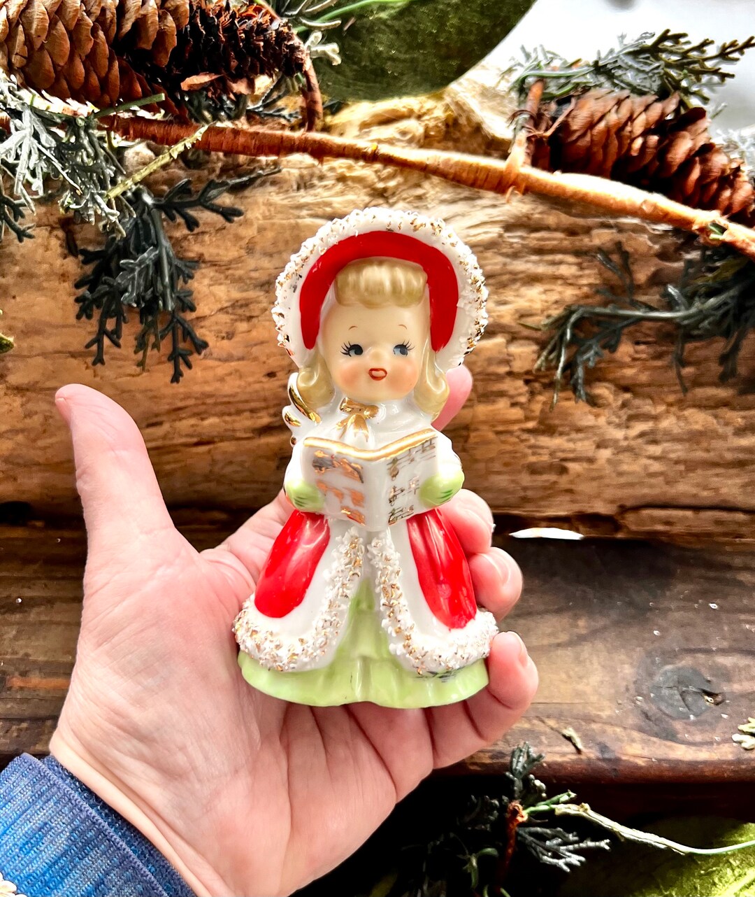 Vintage LEFTON Angel Christmas Bell Angel Songbook Ornament 1950 MCM ...