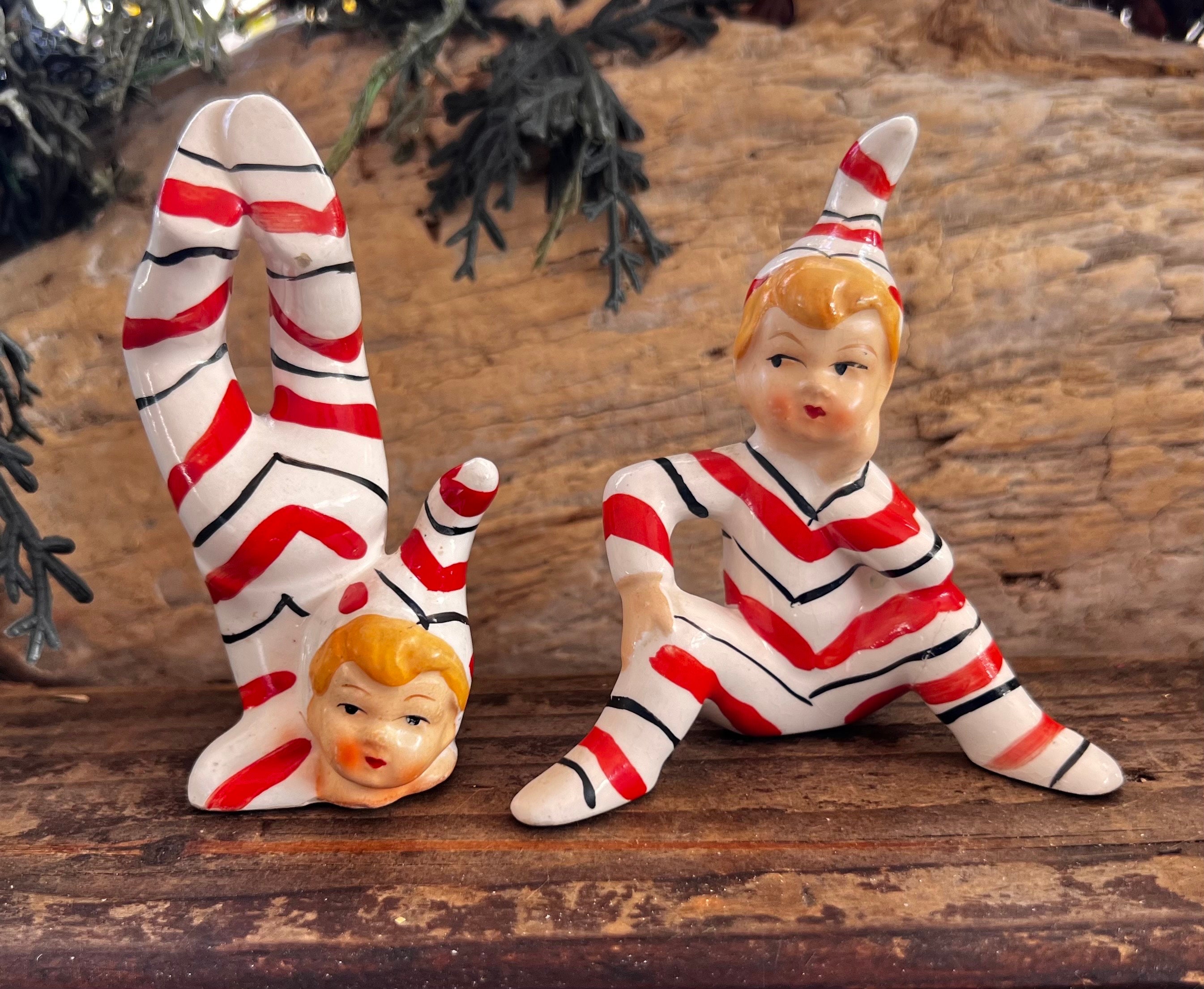 Vintage LEFTON Christmas Candy Cane Elf Pixie Kid MCM 1950 Ceramic ...