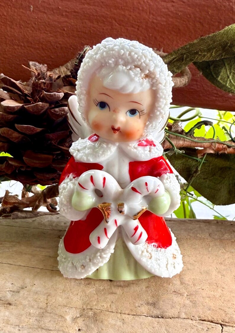 Vintage 1950 Christmas Victorian Angel Figurine ENESCO Mid Century ...