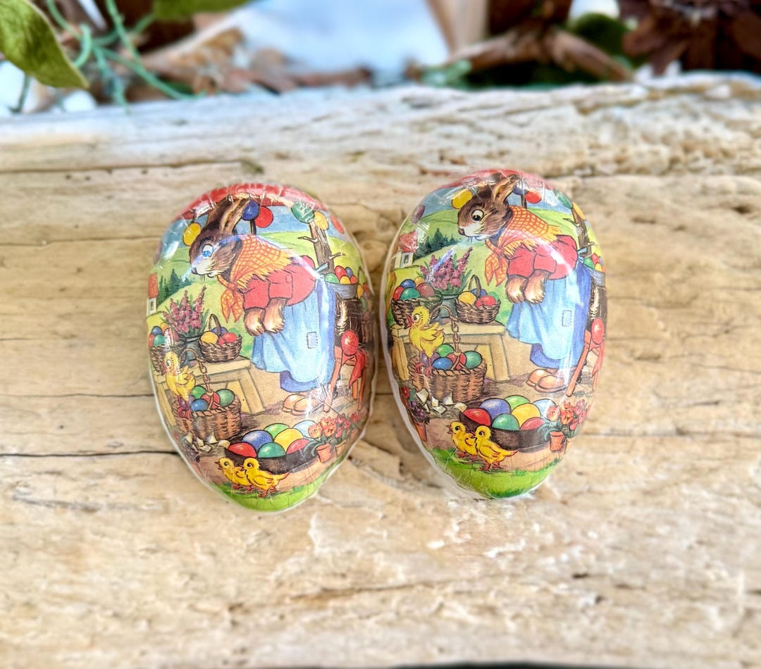 Vintage Bunny Chick Easter Egg Paper Mache West Germany Egg MCM 1960 ...