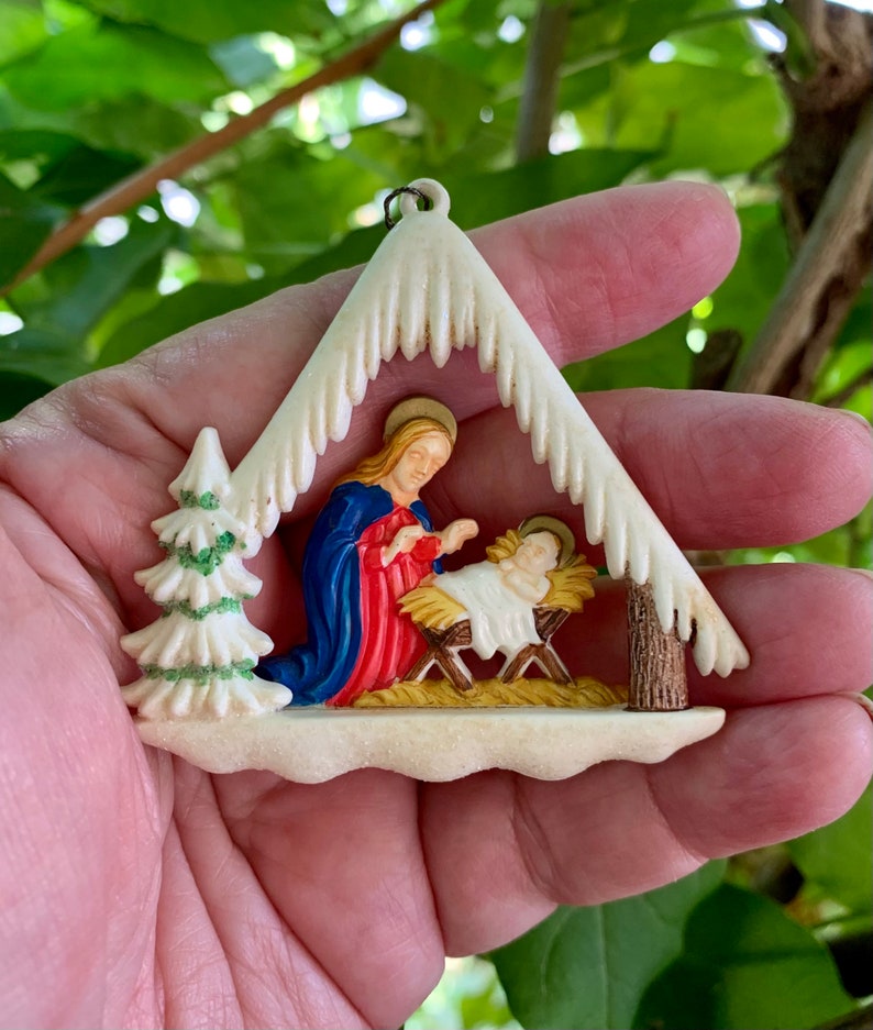 Vintage Diorama Christmas Ornament Angel Mother Mary Baby - Etsy
