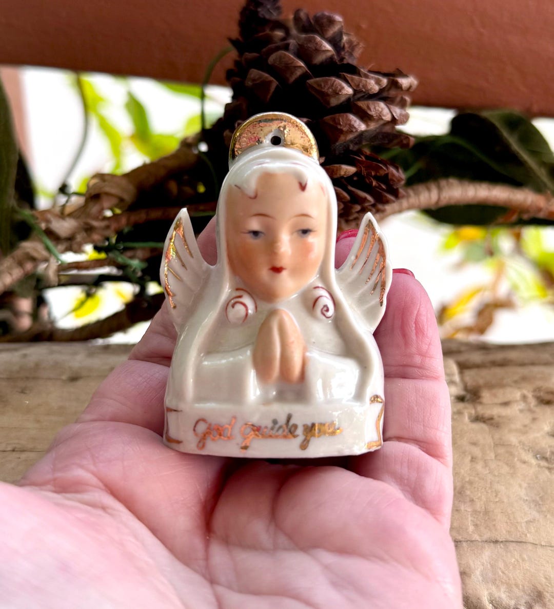 Vintage 1940 1950 Ardalt Praying Angel Bell Ornament Ceramic Angel Bell ...