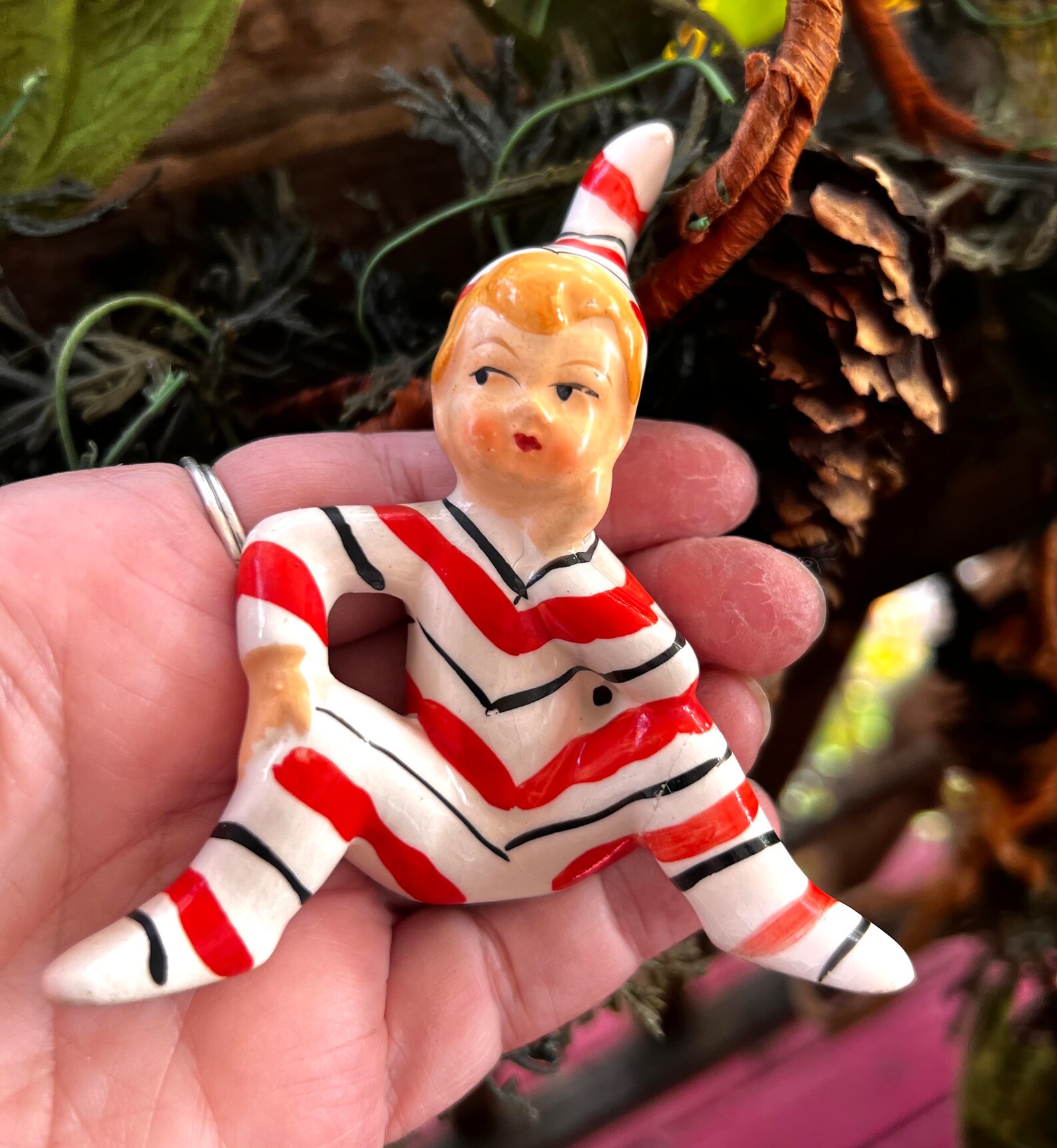 Vintage LEFTON Christmas Candy Cane Elf Pixie Kid MCM 1950 Ceramic ...