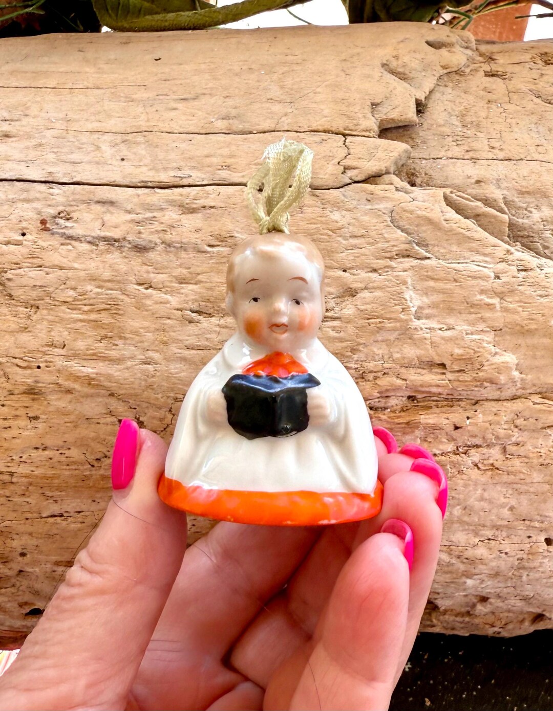 Vintage 1940 1950 Choir Boy Christmas Bell Ornament MCM Musical Choir ...