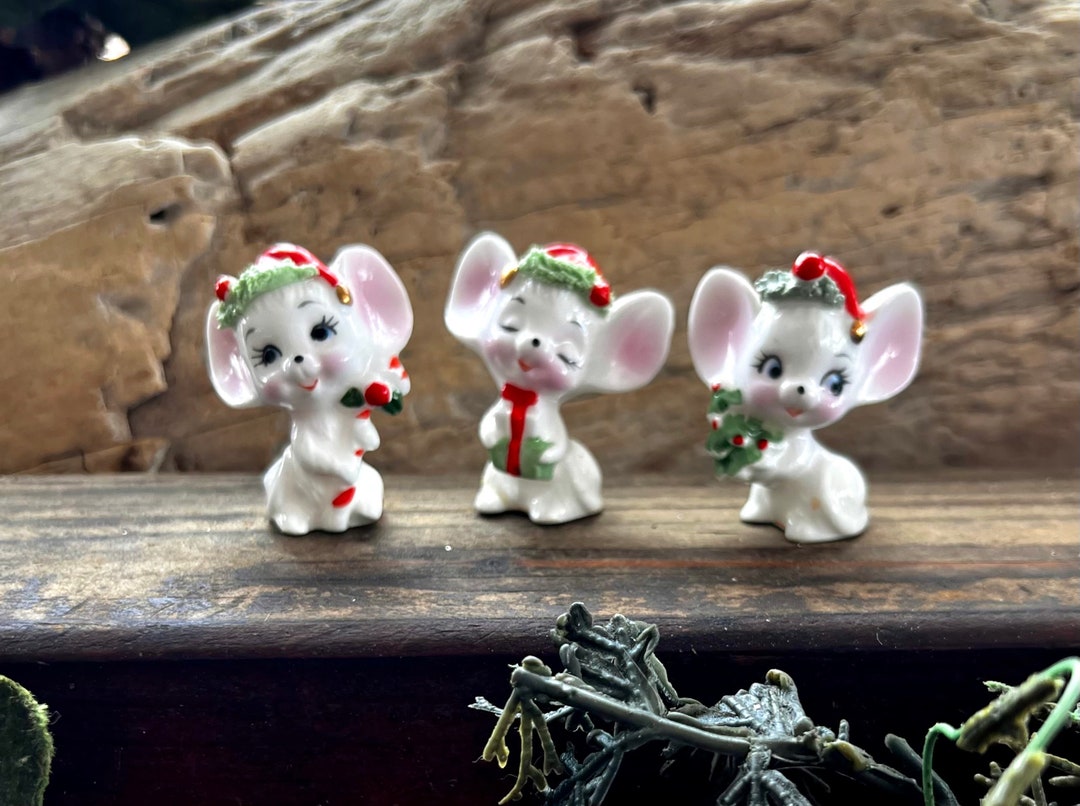 Vintage Napco Christmas Mouse Figurine 1960 1970 Ceramic Mouse Gift MCM ...