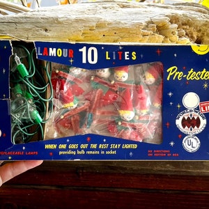 Vintage Elf Pixie Strand Lights Spun Cotton Elf Christmas Lights Retro ...