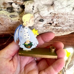 Vintage Wooden Angel Basket Christmas Candleholder Wood 1940 1950 ...