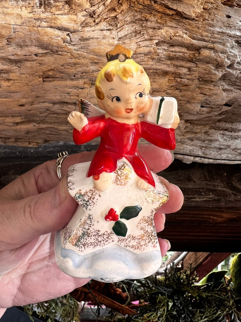 Vintage NAPCO Christmas Angel Star Bell Ornament 1950 1957 MCM Angel ...