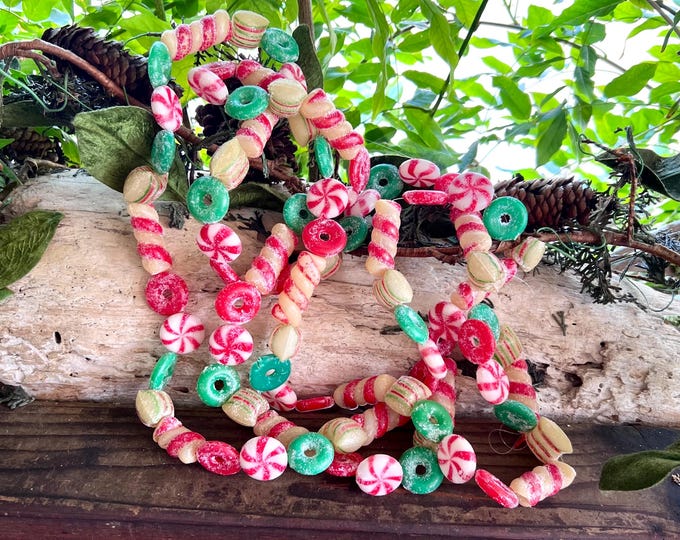 Vintage Sugar Candy Christmas Garland 1970 1980 Candy Sugared Plastic ...