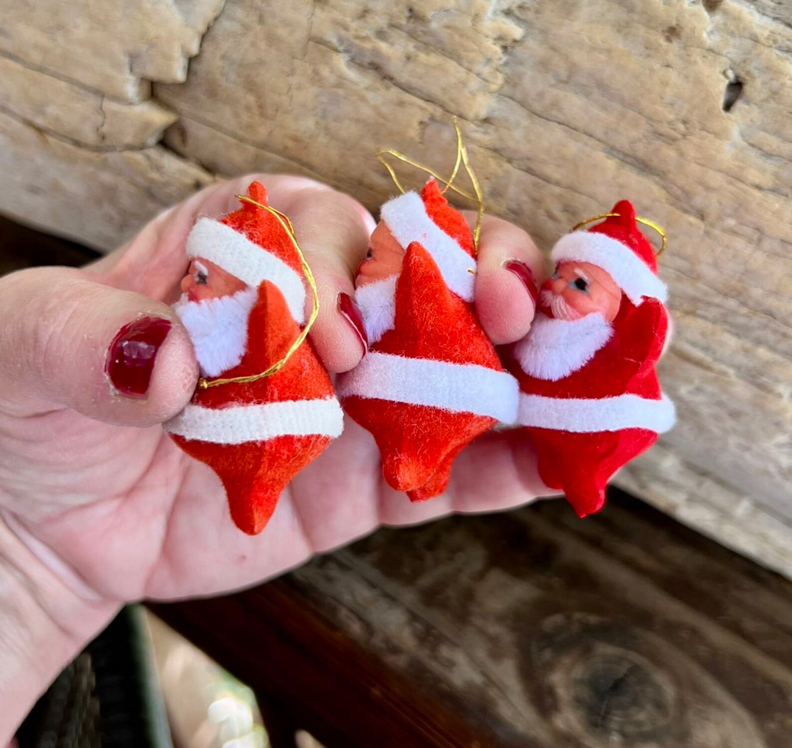 Vintage Flocked Santa Christmas Ornament Blow Mold Santa - Etsy
