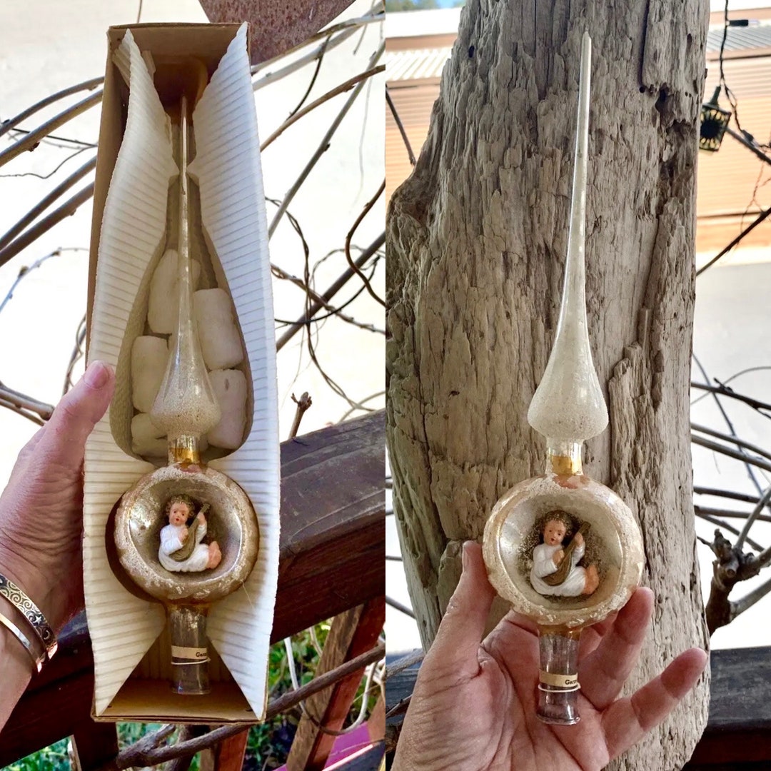 Vintage 1940 1950 West Germany Indent Angel Spire Christmas Tree Topper ...