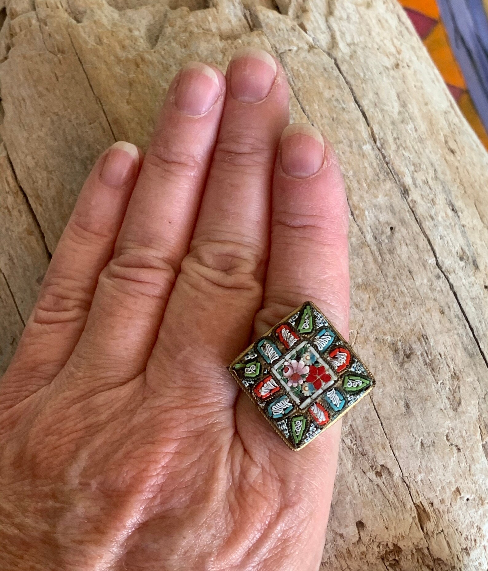 Micro Mosaic Ring Vintage Rose Ring Statement Ring Bride - Etsy