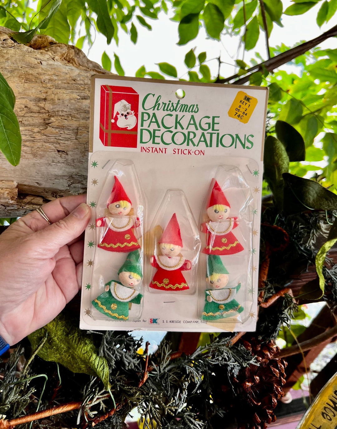 Vintage Spun Cotton Elf Pixie Christmas Ornament Flocked Elf Pixie 1950 1960 Pixie Japan Retro ...