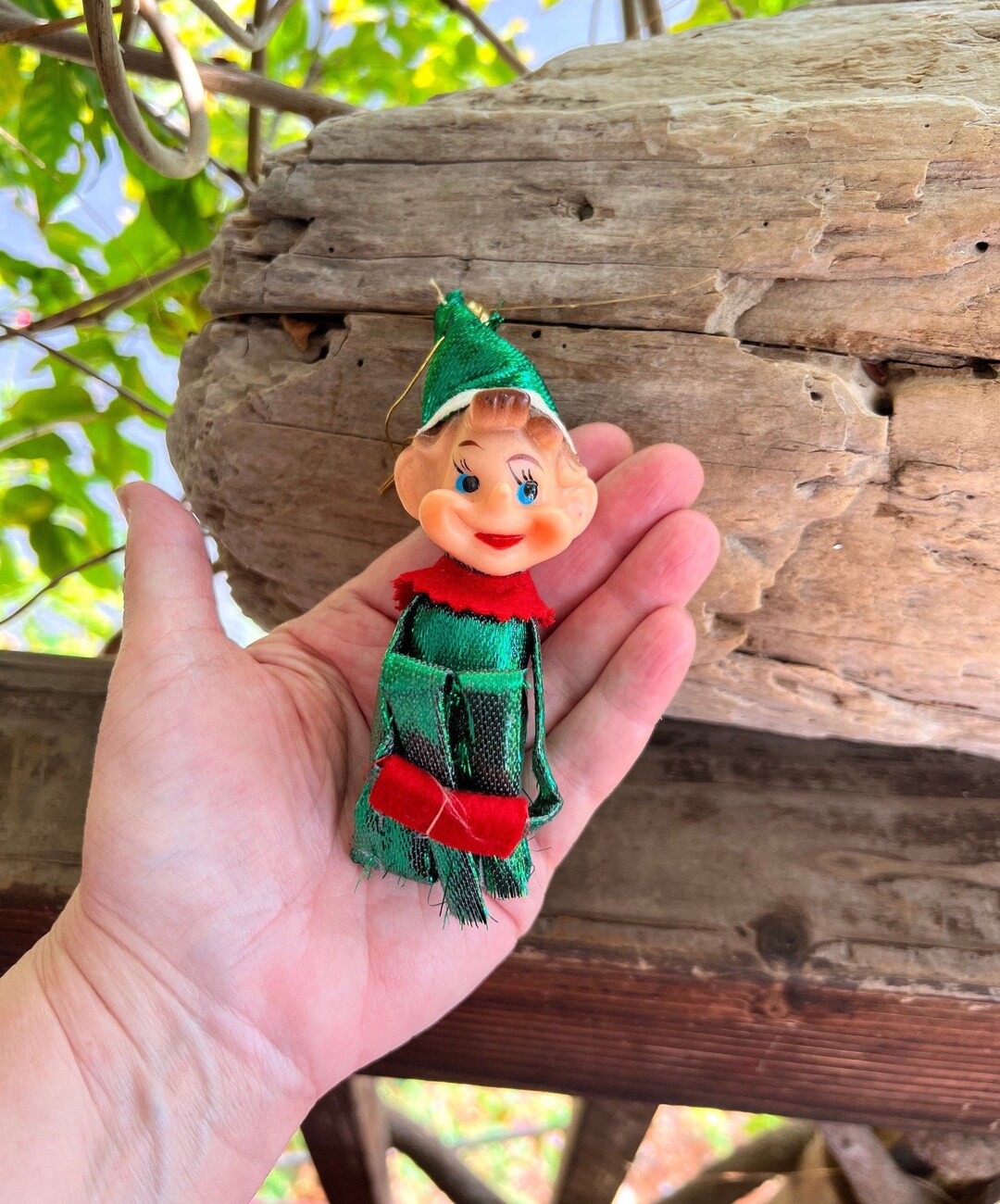 Vintage Shiny Brite Knee Hugger Elf Plastic Christmas Ornament 1950 ...